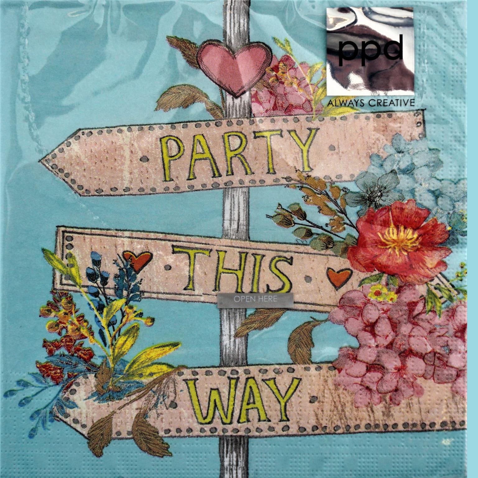 20 Servietten 33 x 33cm, ppd, Motiv „Party this Way“ – Postenhaendler.de